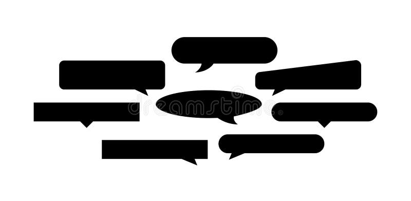 Speech Bubble Black Horizontal Shape Isolated on White, Many Horizontal ...