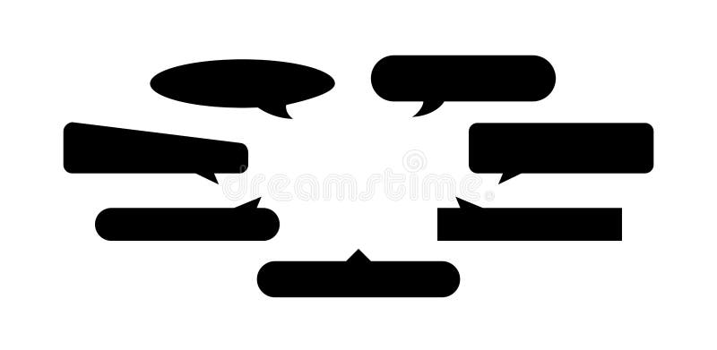 Speech Bubble Black Horizontal Shape Isolated on White, Many Horizontal ...