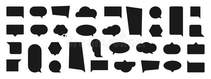 Speech Bubble Black Icon Set or Blank Balloons. Vector Illustration ...