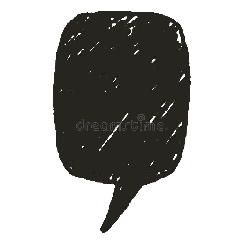 Speech Bubble Black Silhouette, Vector Cartoon Crayon Communication ...