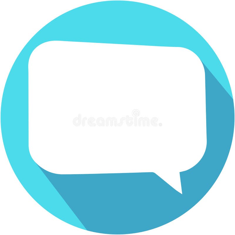 Speech Bubble Blue Vector Icon with Long Shadow. Flat Design Style ...