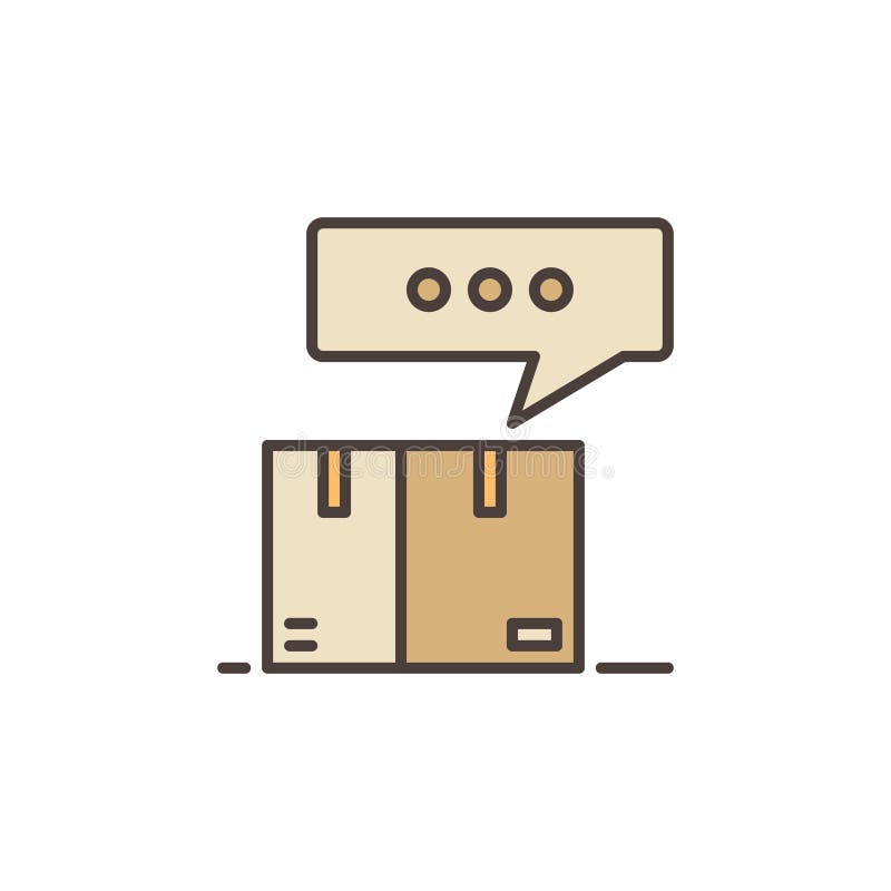 Speech Bubble and Cardboard Box Vector Concept Colored Icon Stock ...