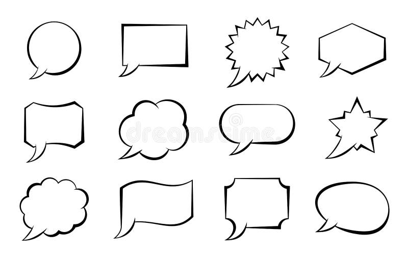 Speech Bubble Cartoon Balloon Web Dialog Frame Set Stock Vector ...