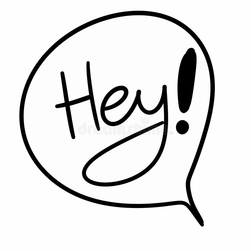 Speech Bubble Cartoon Text Hello. Hand Drawn Illustration Stock ...