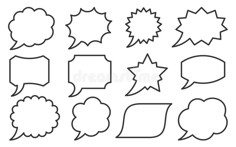 Speech Bubble Comic Balloon Text Cloud Line Set Stock Vector ...