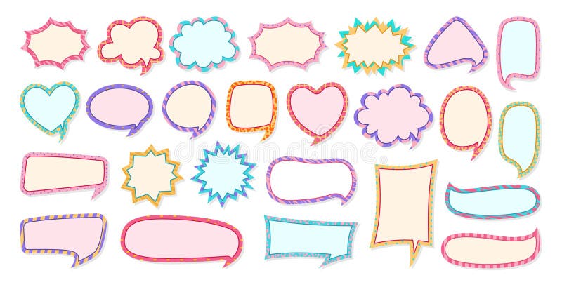 Speech Bubble Comic Chatting Box Sticker Set Scrapbook Empty Dialog ...
