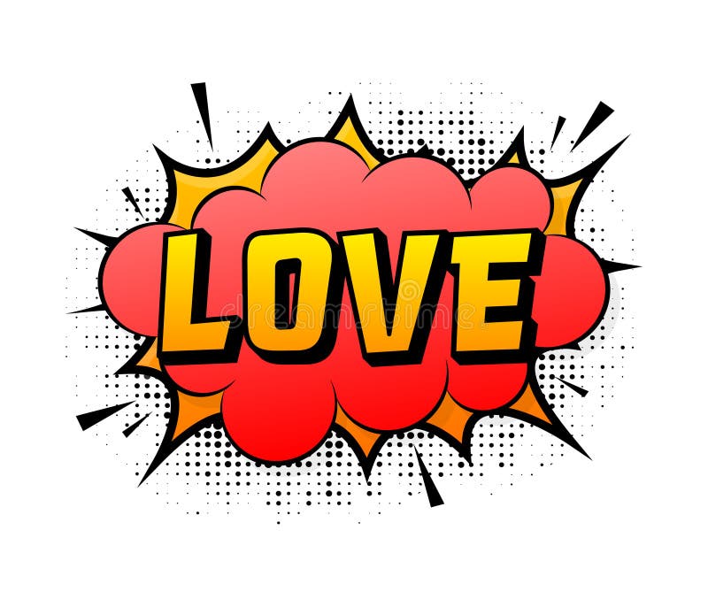 Speech Bubble for Comic Text Love. Cartoon Comic Sign. Effects ...