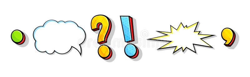 Speech Bubble, Comma, Dot, Interrogation and Exclamation Mark As ...