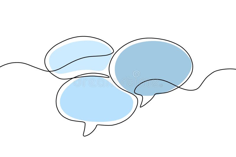 Speech Bubble Continuous One Line Drawing, Empty Speech Minimalist ...