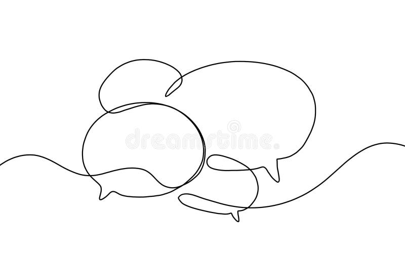 Speech Bubble Continuous One Line Drawing, Empty Speech Minimalist ...