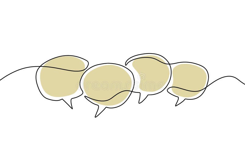Speech Bubble Continuous One Line Drawing, Empty Speech Minimalist ...