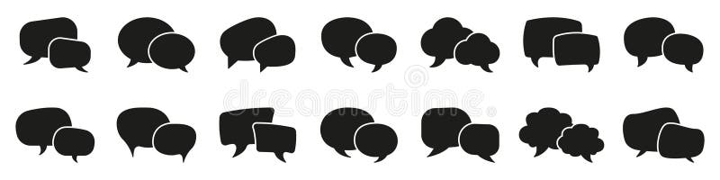 Speech Bubble Conversation Solid Icon Set. Collection of Speech, Chat ...