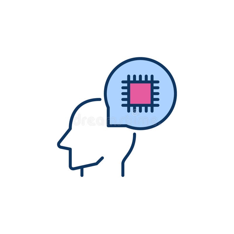 Speech Bubble with CPU and Head Vector Concept Colored Icon Stock ...