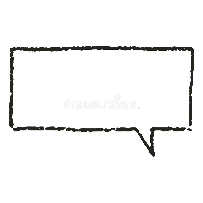 Speech Bubble Crayon Black Outline Blank, Vector Cartoon Communication ...