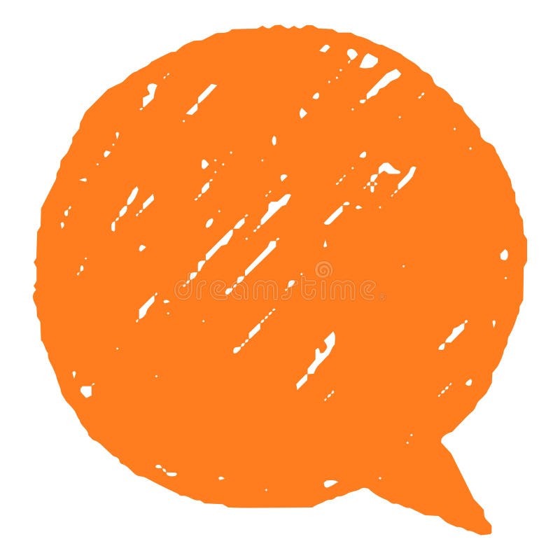 Speech Bubble Crayon Orange Shape, Vector Cartoon Communication Chat ...