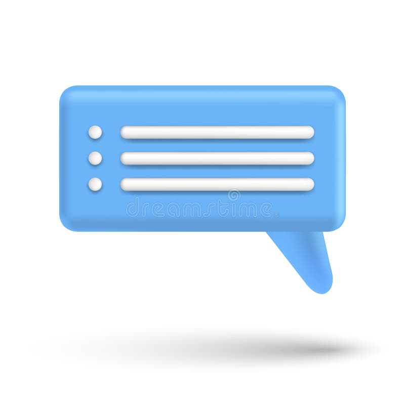Speech Bubble 3d Box Chat Button. Message Talk Balloon in Render Style ...