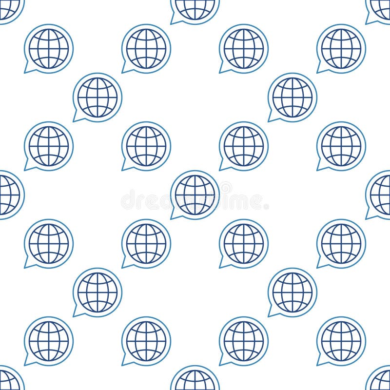 Speech Bubble with Earth Globe Vector World Outline Seamless Pattern ...