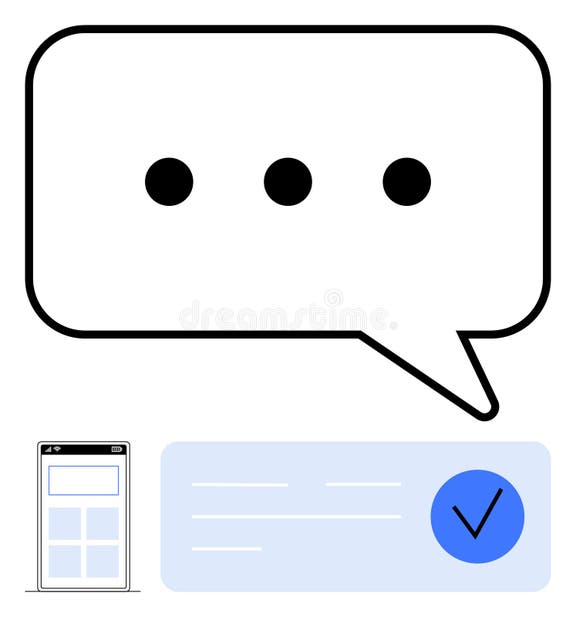 Speech Bubble with Ellipsis Symbol, Mobile Phone Interface, and ...
