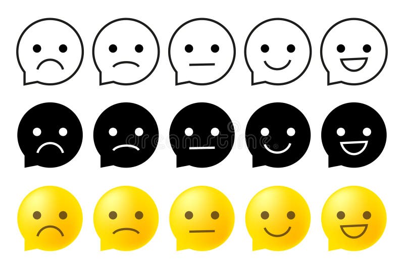 Speech Bubble Emoticons. Different Emotional Expressions. Multiple ...