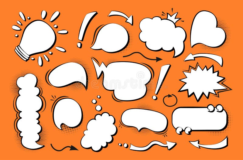 Speech Bubble Empty Comic Pop Art Retro Set Vector Stock Vector ...