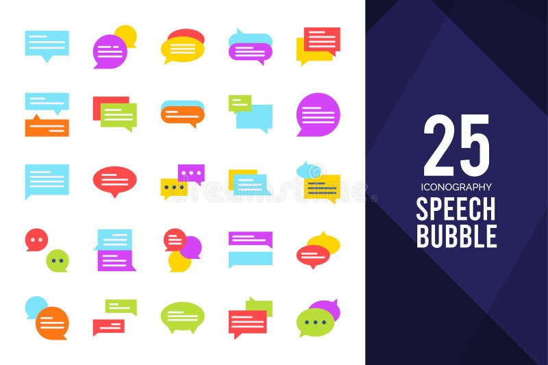 25 Speech Bubble Flat Icon Pack. Vector Illustration Stock Vector - Illustration of discussion ...