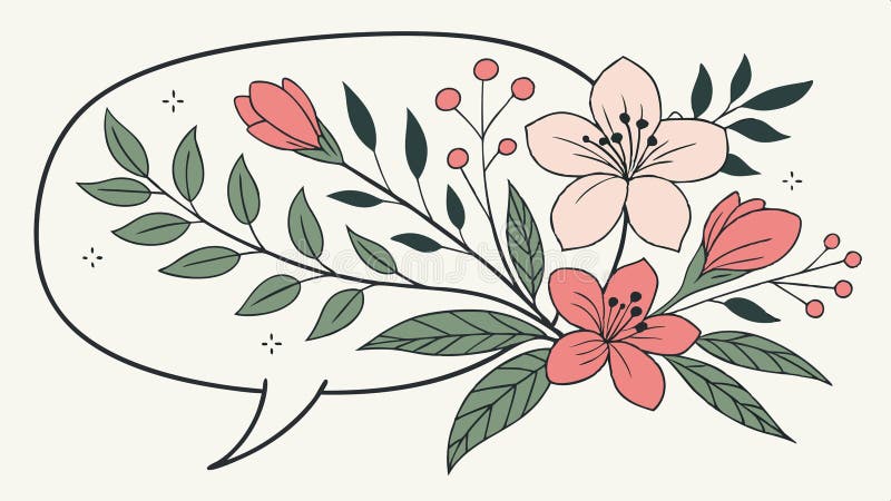 Speech Bubble with Flowers, Communication Design, Floral Message, Chat ...
