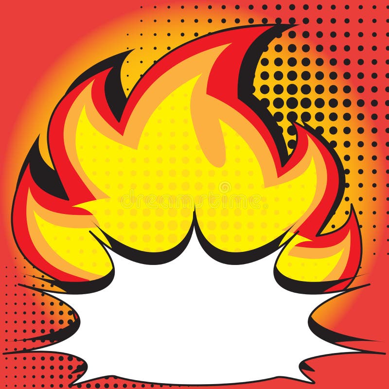 Fire Flame Template Dialog Bubble, Flat Style on White Background ...
