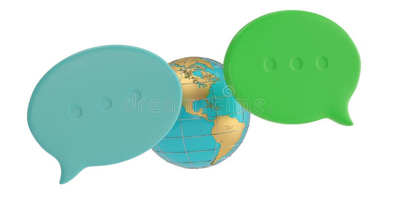 Translate Dialog Boxs and Globe on White Background 3D Illustration ...