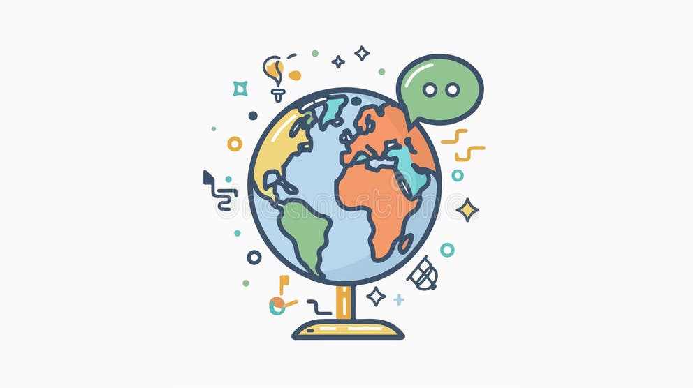 Global Communication Concept with Speech Bubble and Globe Stock Vector - Illustration of talk ...