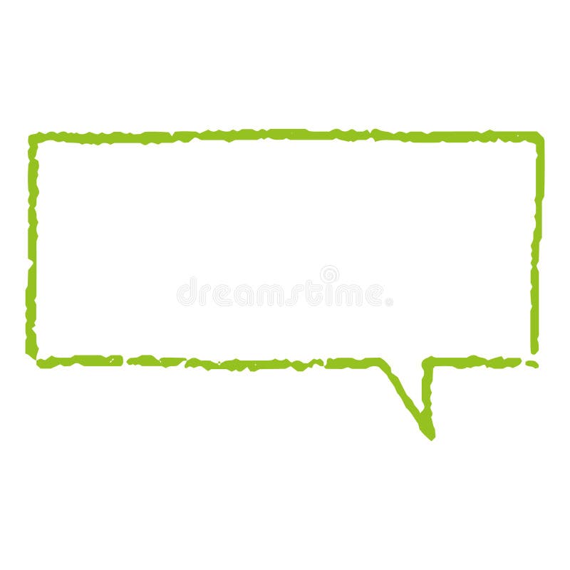 Speech Bubble Green Outline Blank, Vector Cartoon Crayon Communication ...
