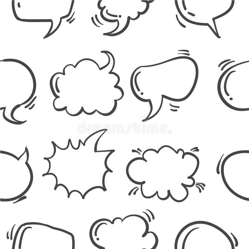 Speech Bubble Hand Draw Pattern Style Stock Vector - Illustration of ...
