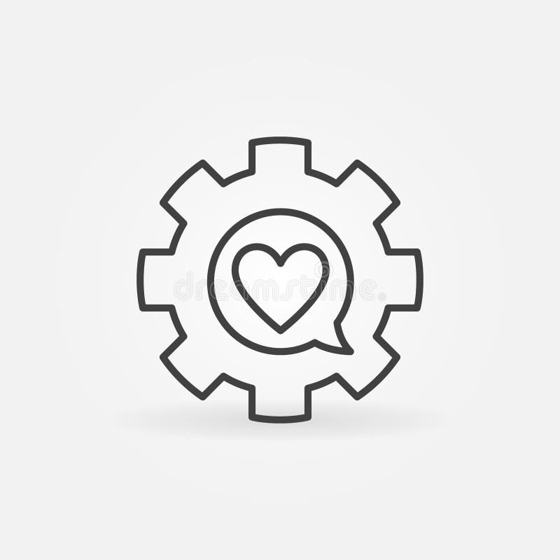 Speech Bubble with Heart Inside Cog Wheel Line Concept Icon Stock ...