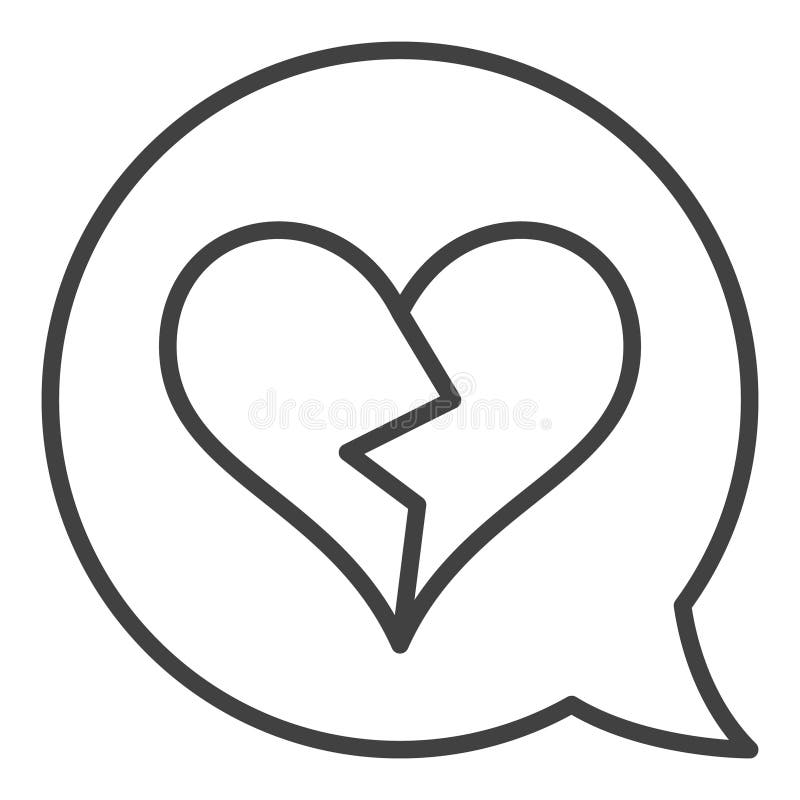 Speech Bubble with Heartbreak Vector Lost Love Icon in Outline Style ...