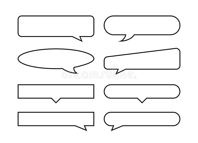 Speech Bubble Horizontal Line Shape Isolated on White, Many Horizontal ...