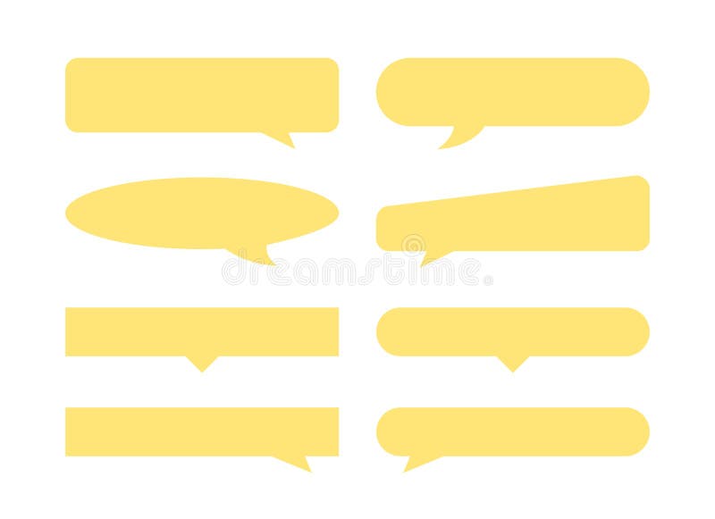 Speech Bubble Horizontal Yellow Pastel Soft Isolated on White, Many ...