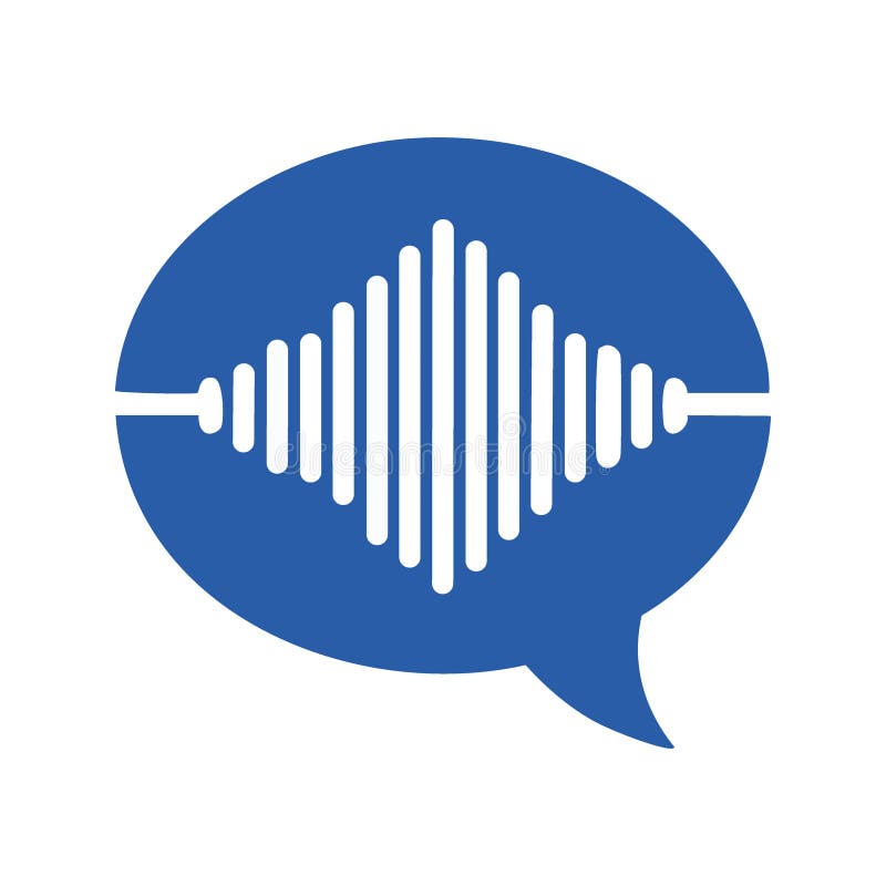 Speech Bubble Icon. Blue Speech Bubble with White Sound Wave ...