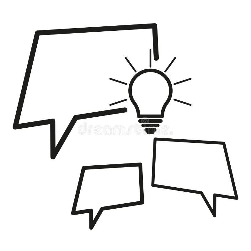 Speech Bubble Icon. Idea Discussion Symbol. Lightbulb Conversation ...