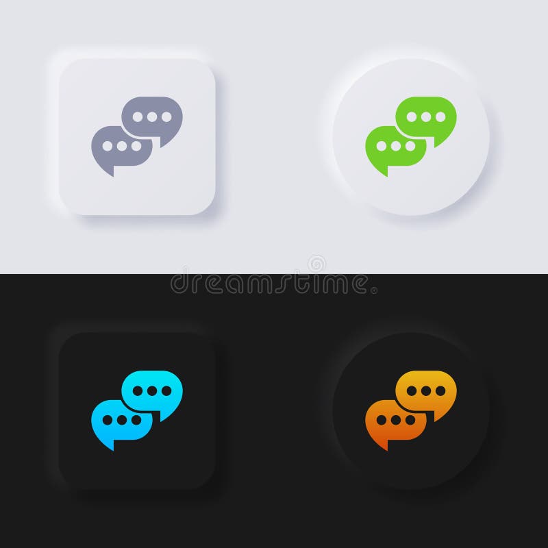 Speech Bubble Icon Set, Multicolor Neumorphism Button Soft UI Design ...