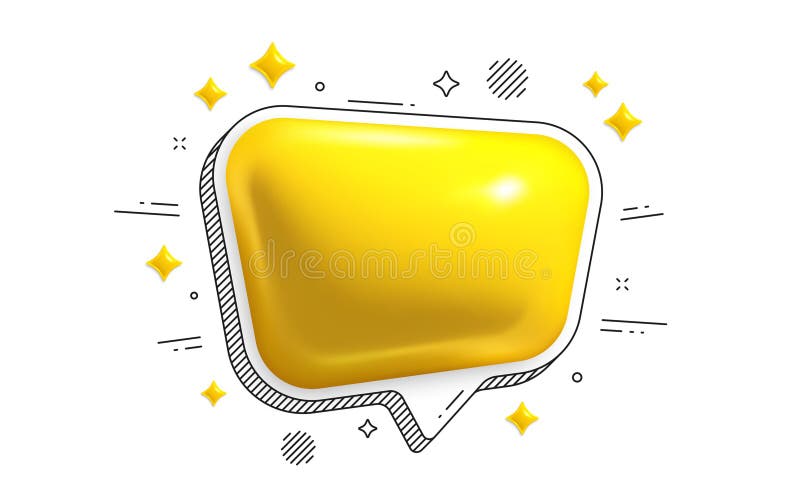 Speech Bubble Icon. Yellow Chat Comment 3d Icon. Talk Message Box ...