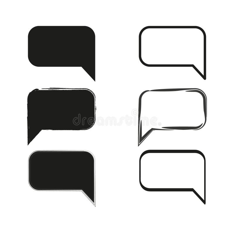 Speech Bubble Icons. Black and White Shapes. Decorative Text Elements ...