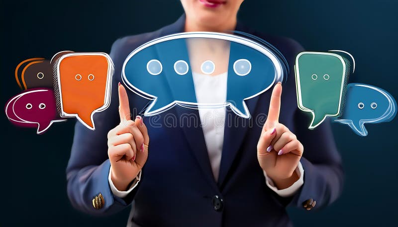 Speech Bubble Icons Illustrate a Feedback and Q&a Process Stock ...