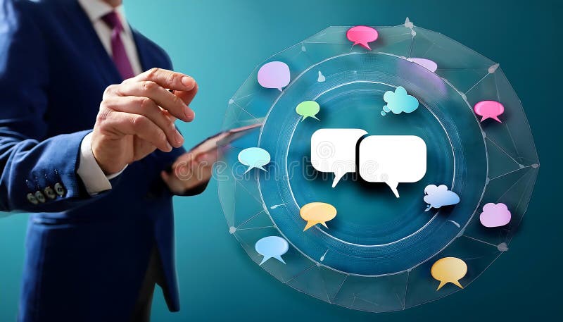 Speech Bubble Icons Illustrate a Feedback and Q&a Process Stock ...