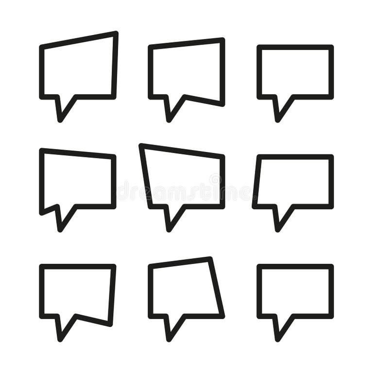 Speech Bubble Icons. Talking Text Shapes. Vector Outline Set. Dialogue ...