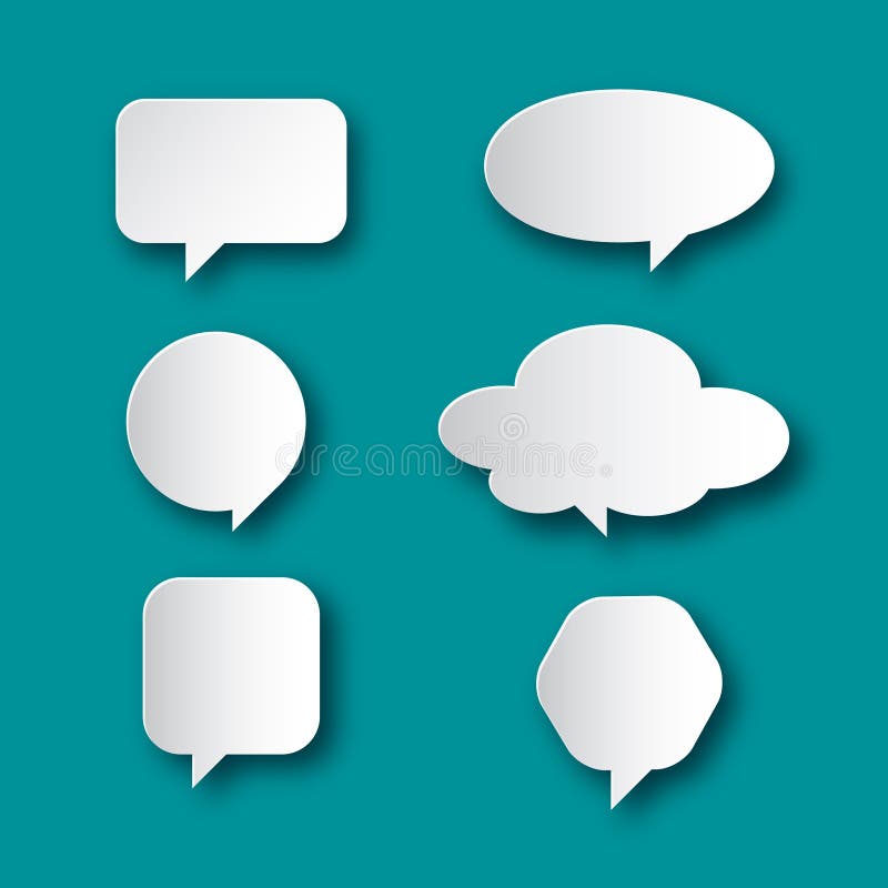 Speech Bubble Icons. Vector Paper Cut Talk Symbols Stock Vector ...