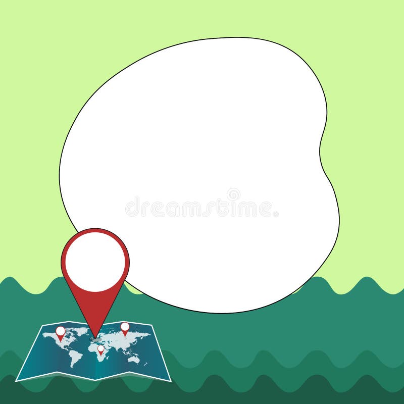 Speech Bubble with Important Message Above Map with Destination Point ...