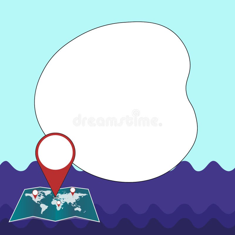 Speech Bubble with Important Message Above Map with Destination Point ...