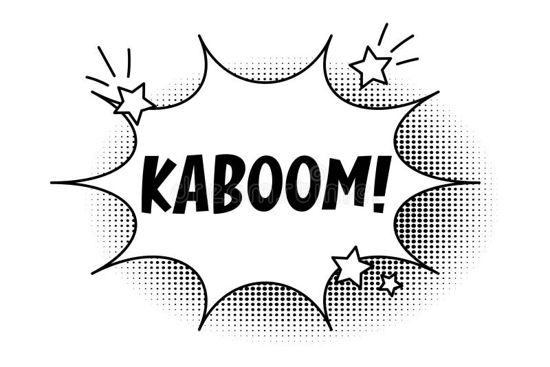 Speech Bubble with Kaboom Inscription, Comic Style Cloud, Stars. Hand ...