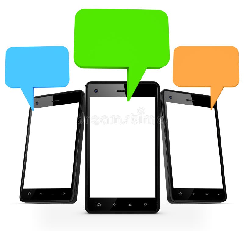 Speech Bubble with Laptop Tablet and Phone Stock Illustration ...
