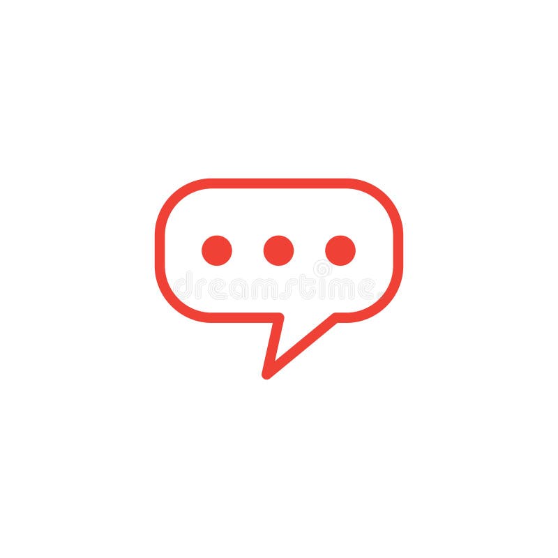 Speech Bubble Line Red Icon on White Background. Red Flat Style Vector ...