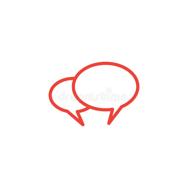 Speech Bubble Line Red Icon on White Background. Red Flat Style Vector ...